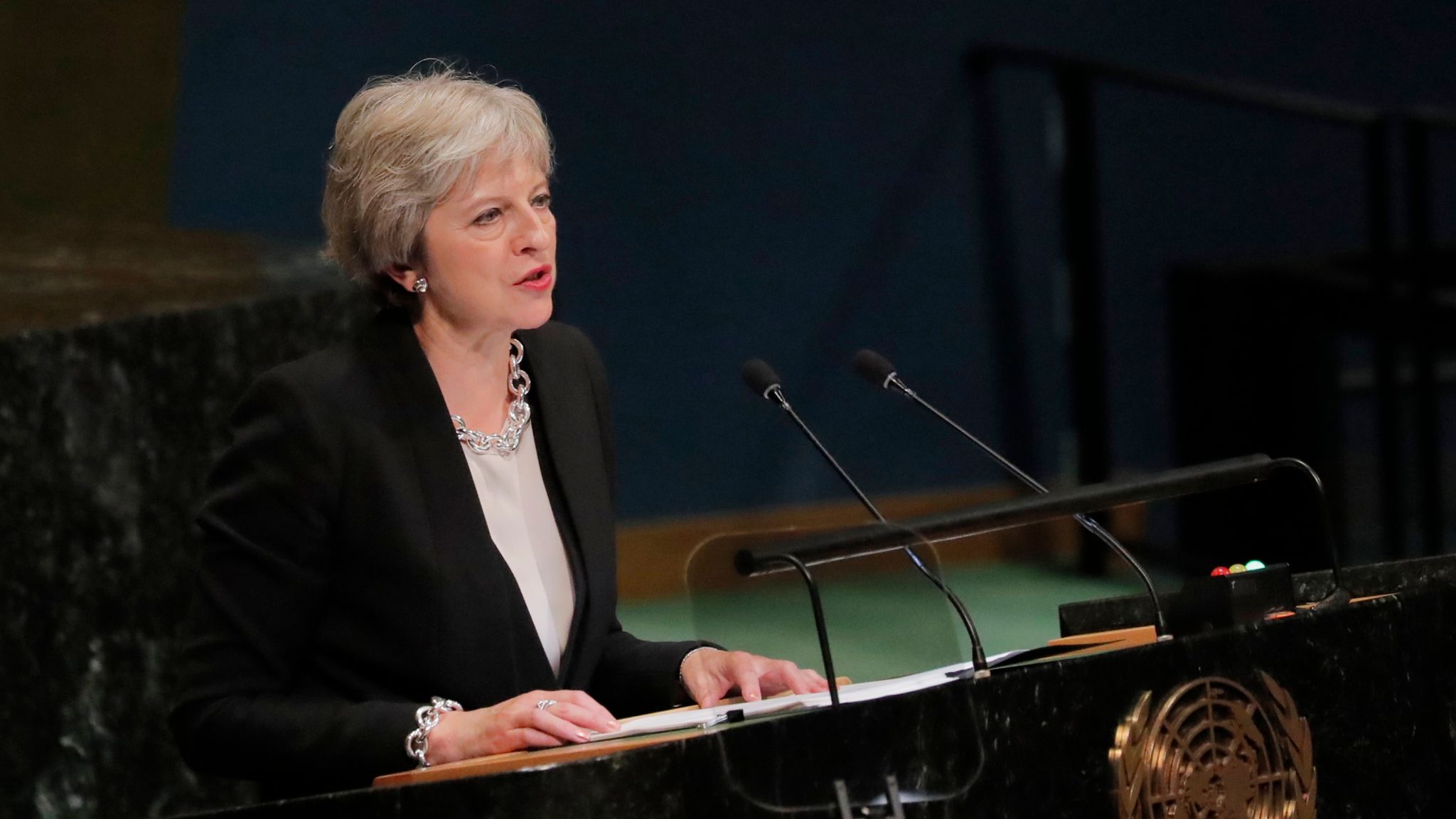 Did Theresa May make veiled criticisms of Donald Trump in UN speech ...