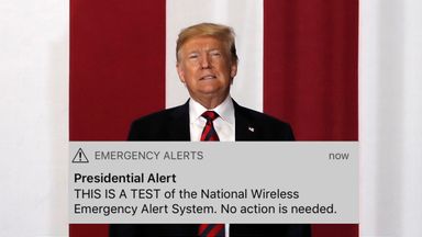 Jokes and complaints as Trump sends 'presidential alert' to 225 million ...