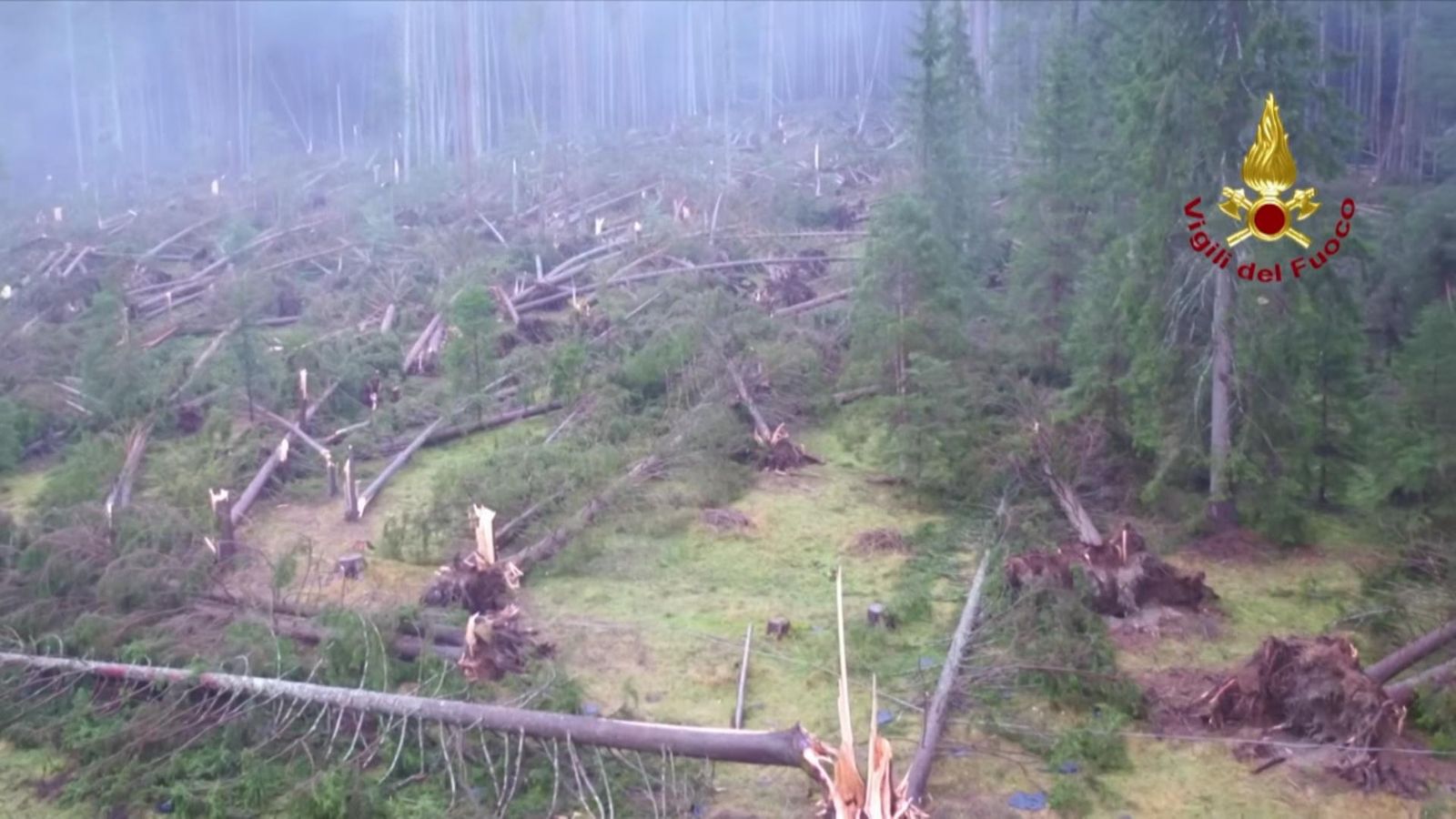 Drone footage reveals weather destruction in Italy | World News | Sky News