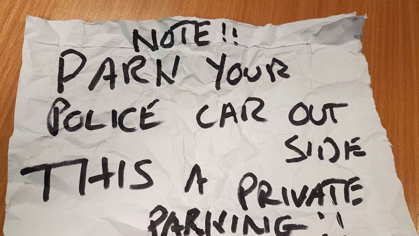 Angry note left on police car as officers dealt with 'life or death ...