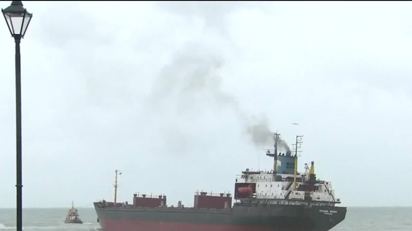 Watch: Russian cargo ship freed from shore | UK News | Sky News