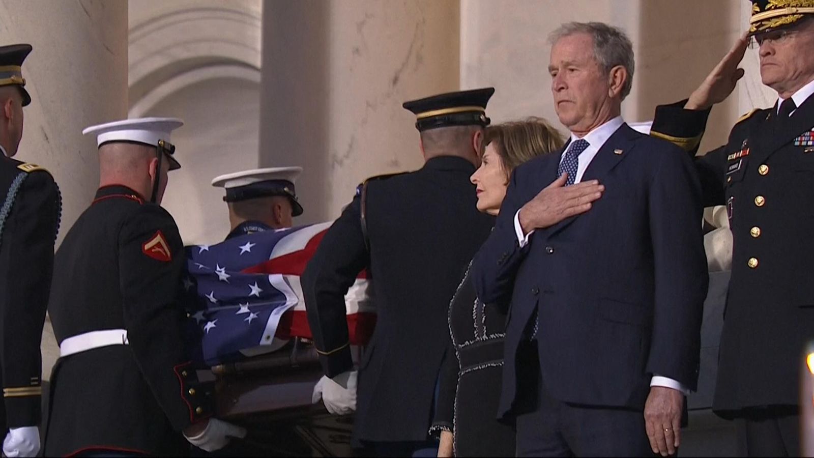 Bush watches father's coffin pass into Capitol | US News | Sky News Bush watches father's coffin pass into Capitol | US News | Sky News