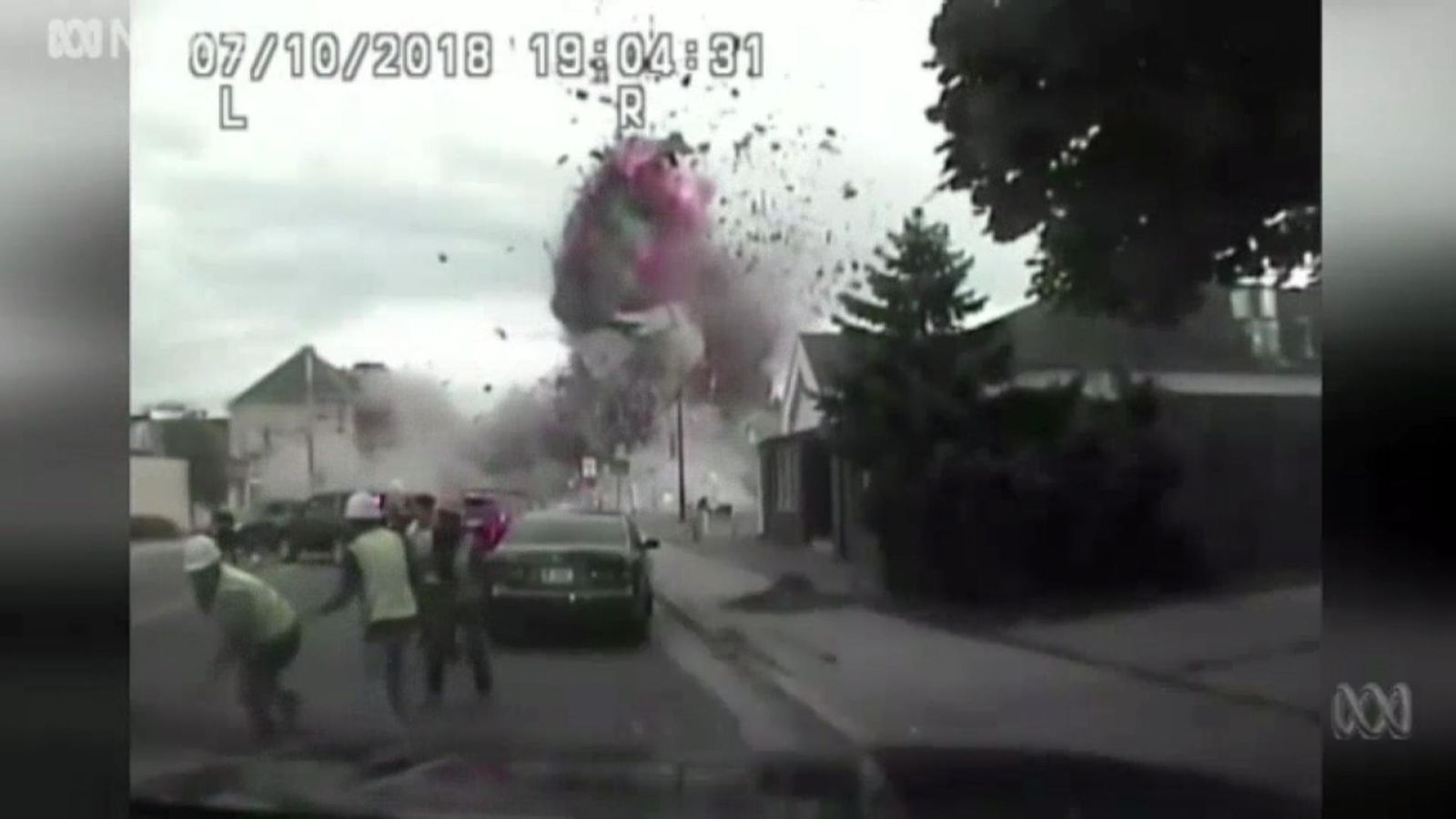 Police dashcam captures gas main explosion | US News | Sky News
