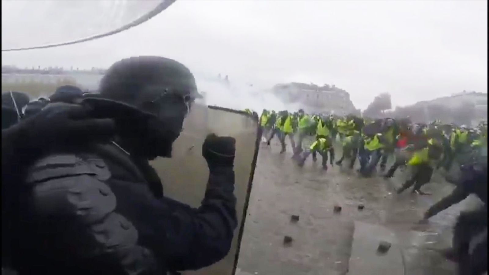 Riot police come under attack in Paris demos | News UK Video News | Sky ...