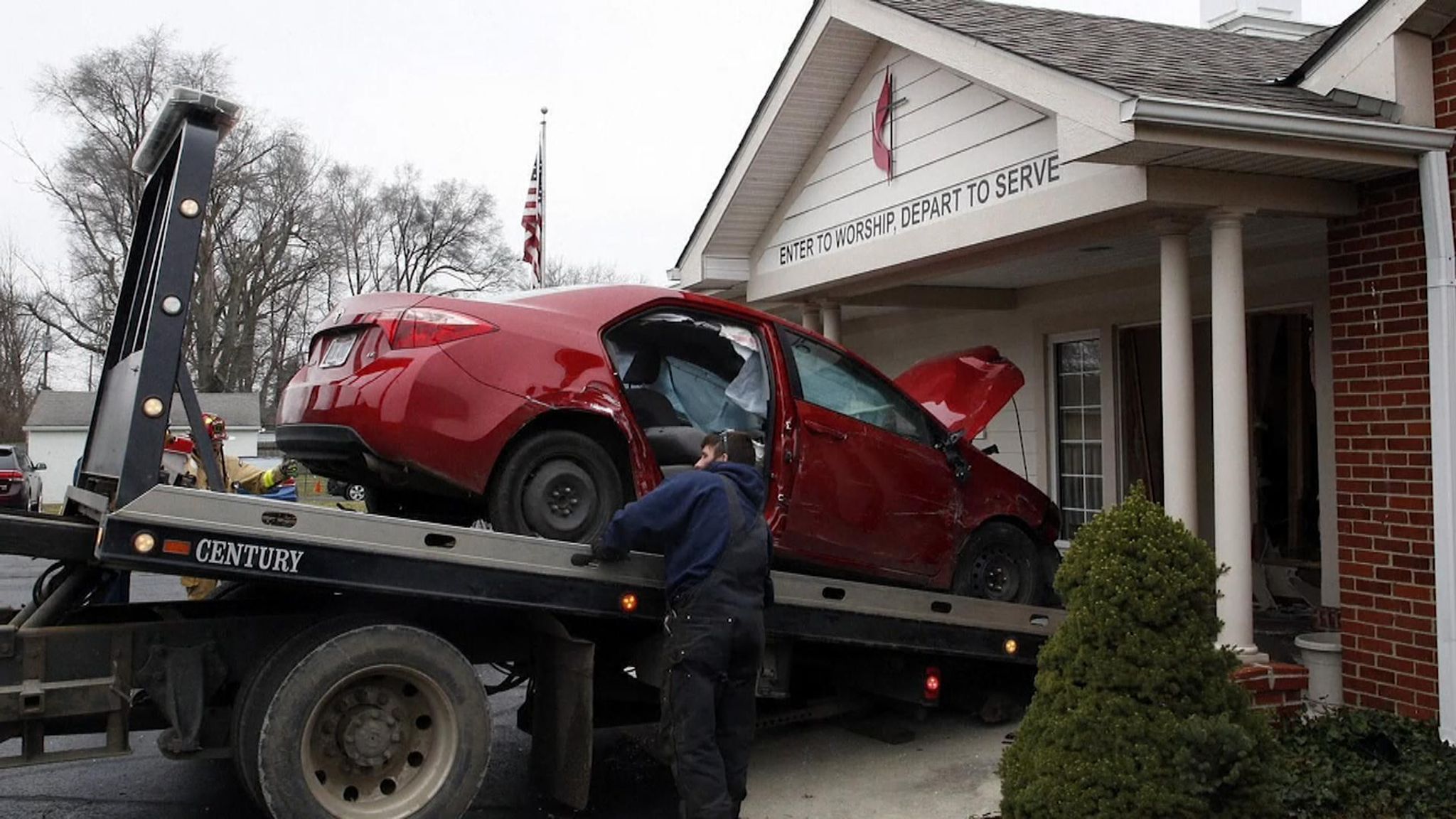 Wall 'just exploded' as car smashed into US church during Sunday ...
