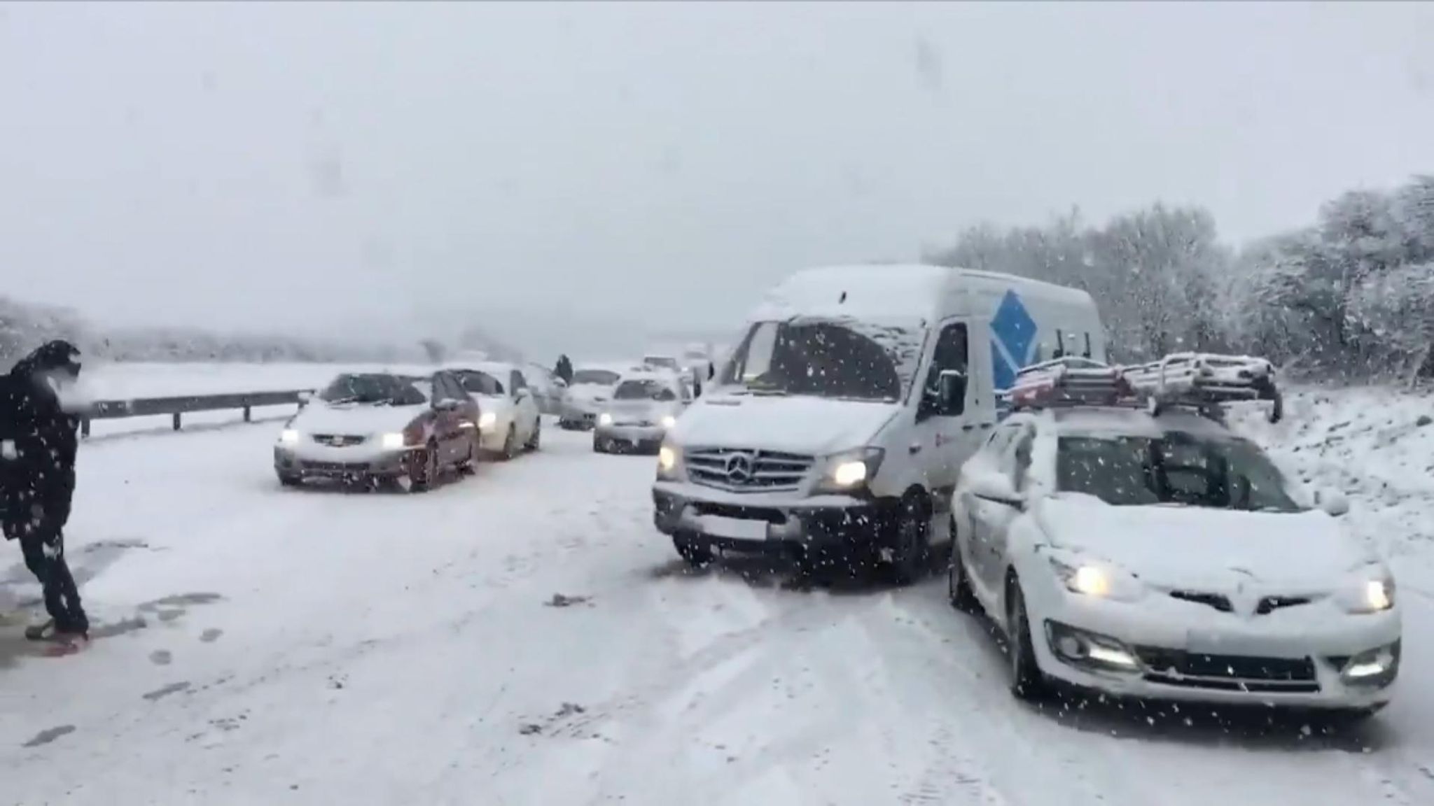 UK weather: Around 100 motorists stranded on the A30 as snow blankets ...