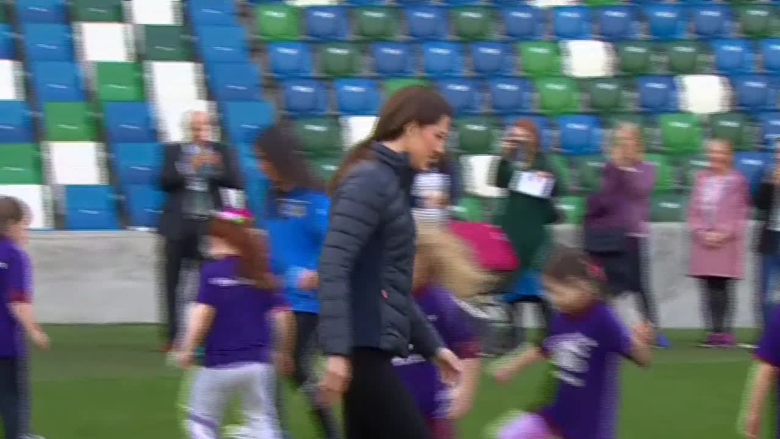 Kate joins kids for Belfast kickabout | UK News | Sky News