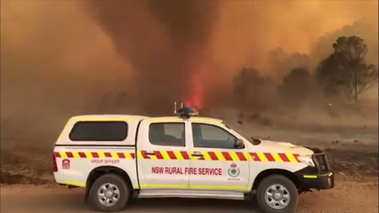 Fiery twister swings by Oz firefighters | World News | Sky News