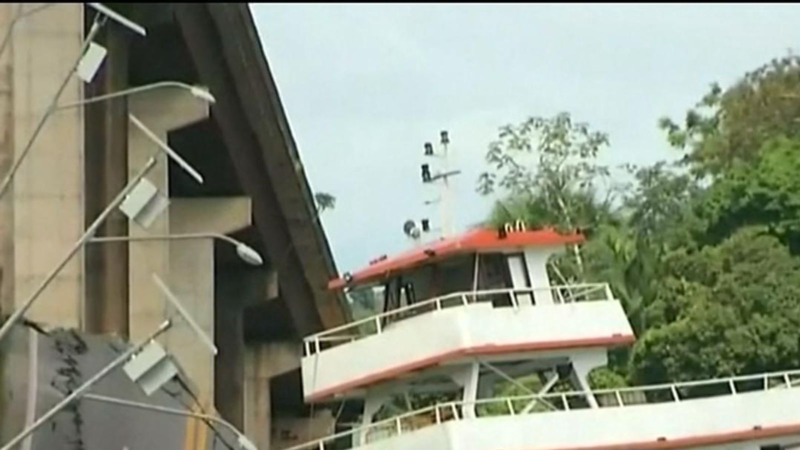Ferry hits bridge causing collapse | World News | Sky News