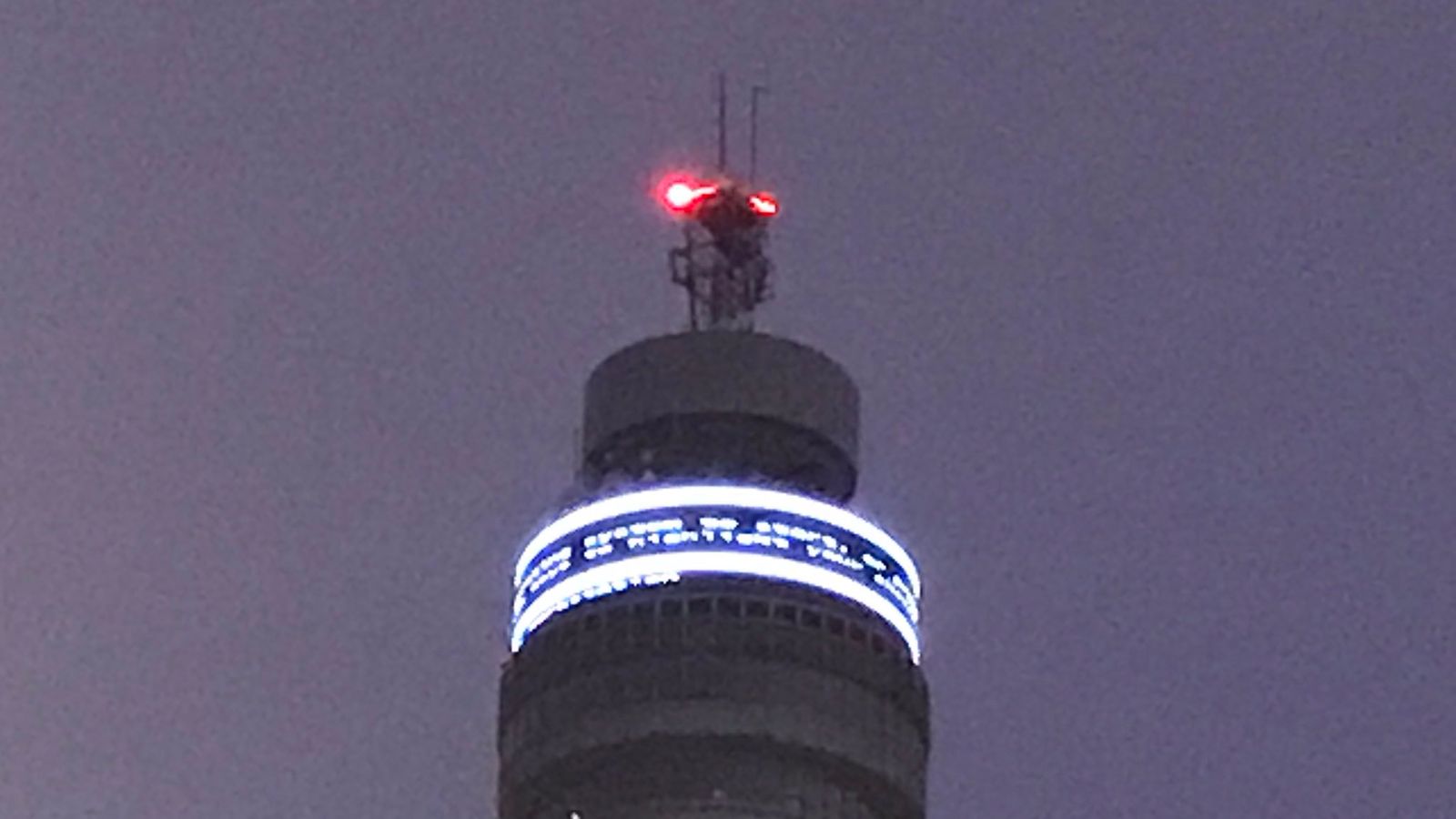 BT Tower displays dreaded Windows error message | UK News | Sky News