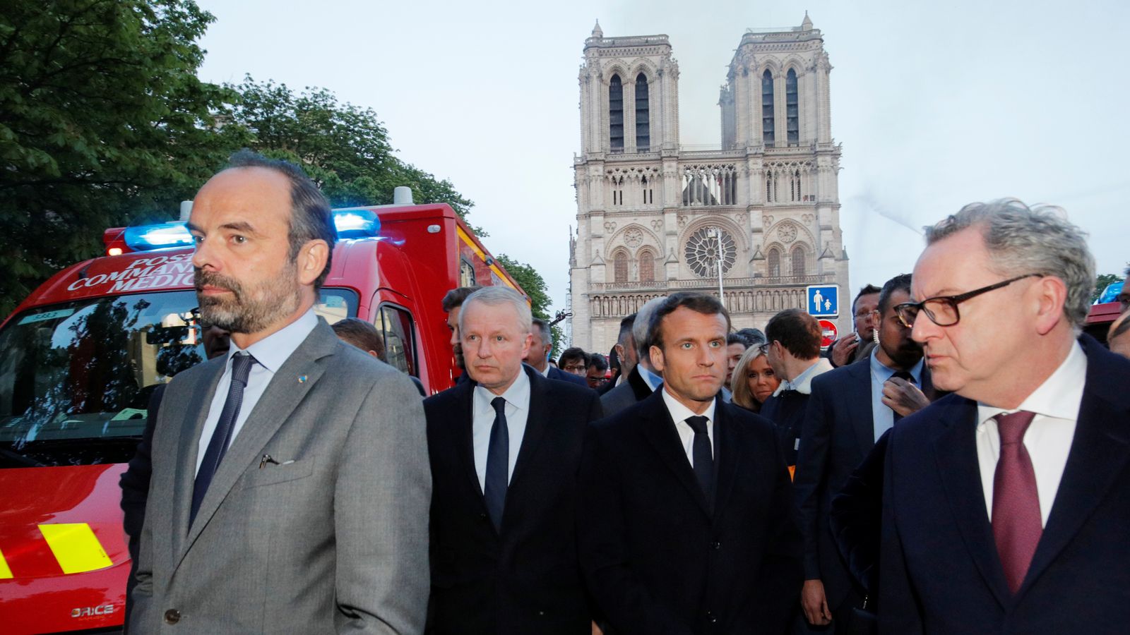 French President Emmanuel Macron visits firefighters | World News | Sky ...
