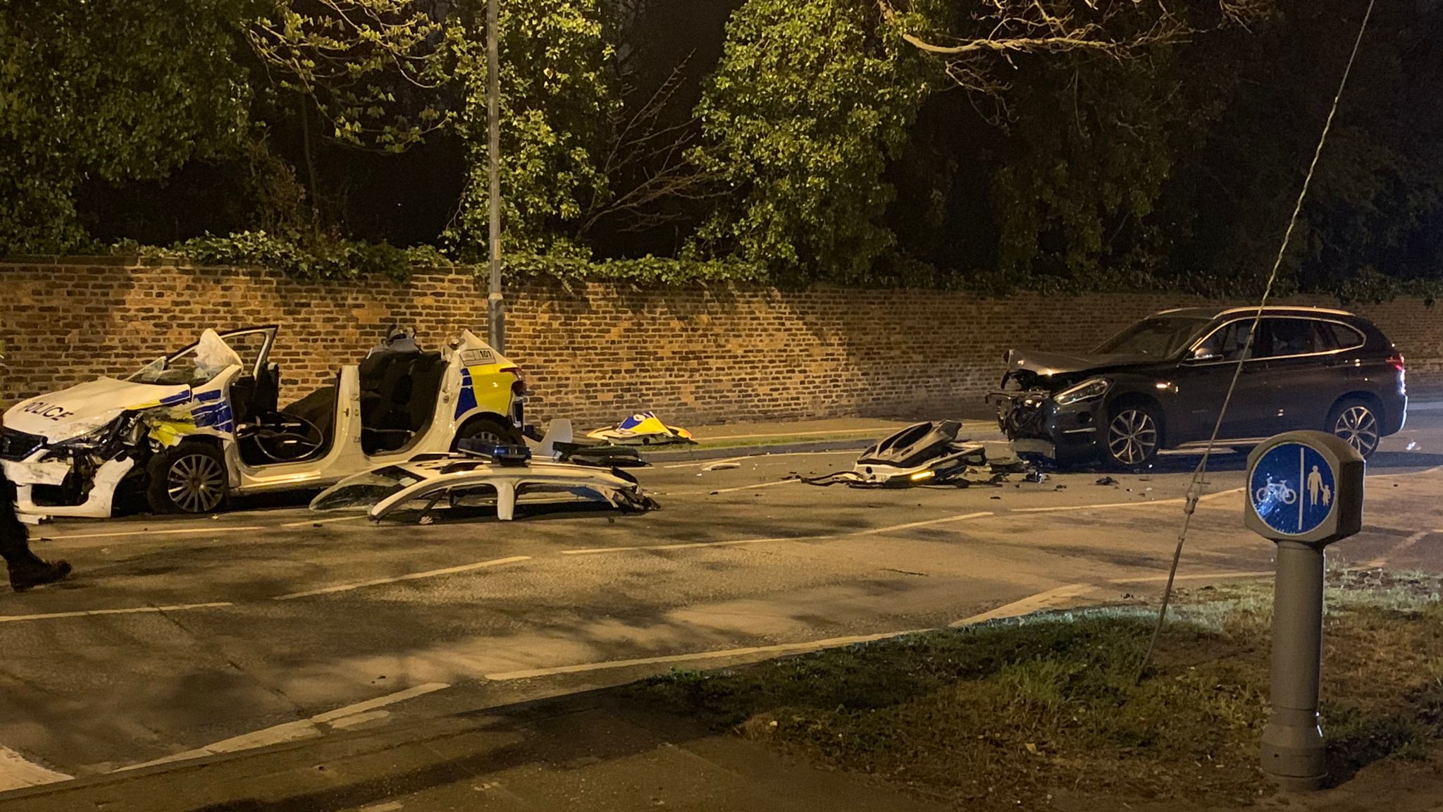 Two people in hospital after collision involving police car | UK News ...