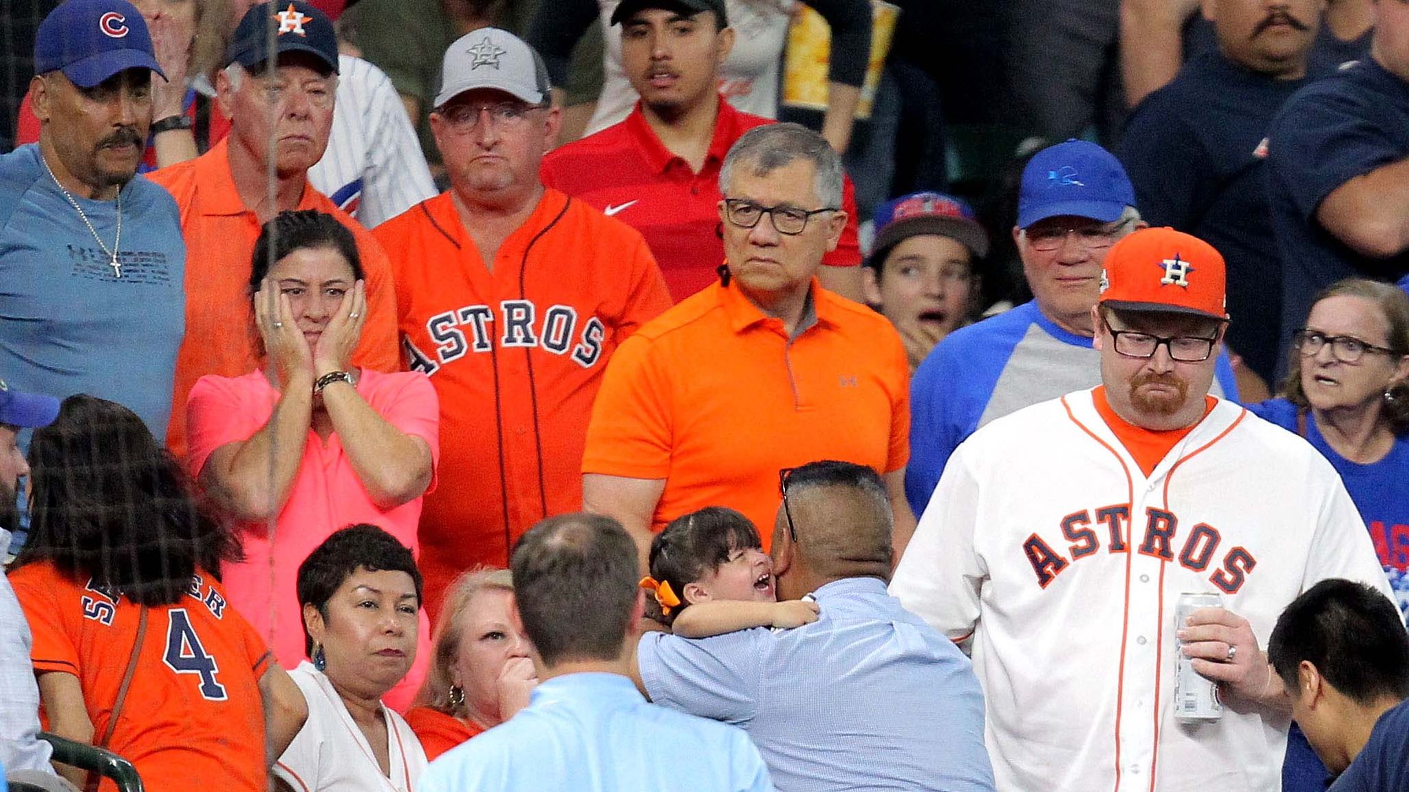 Baseball player Albert Almora in tears after '90mph ball' hits four ...
