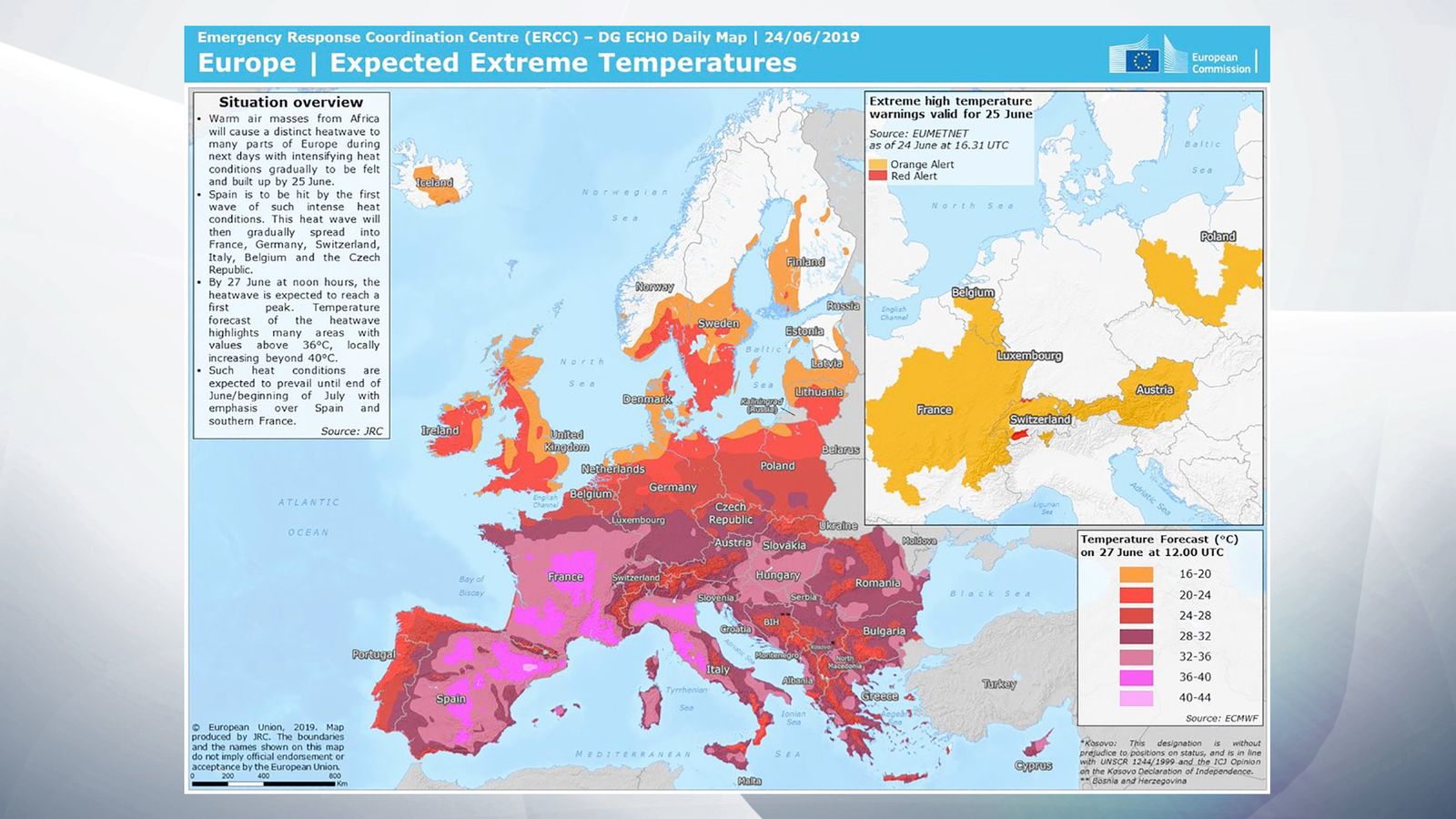Europe heatwave: Temperatures of 40C 'potentially dangerous ...