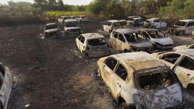 Fire destroys dozens of cars in Sicily | World News | Sky News