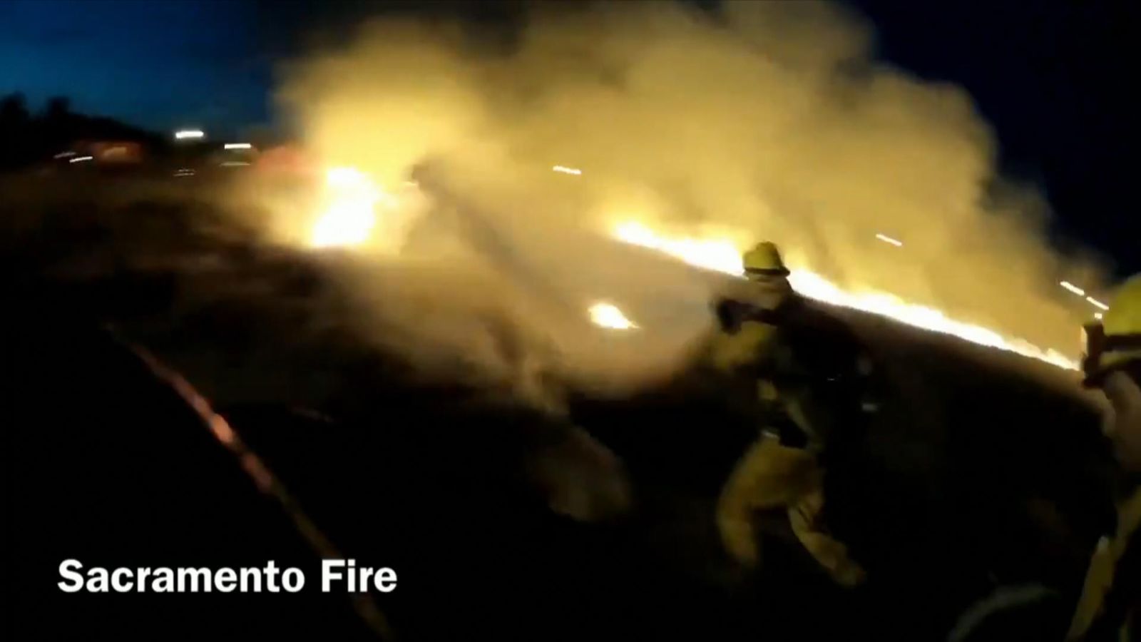 Firefighters tackle huge blaze 'sparked by fireworks' in California ...