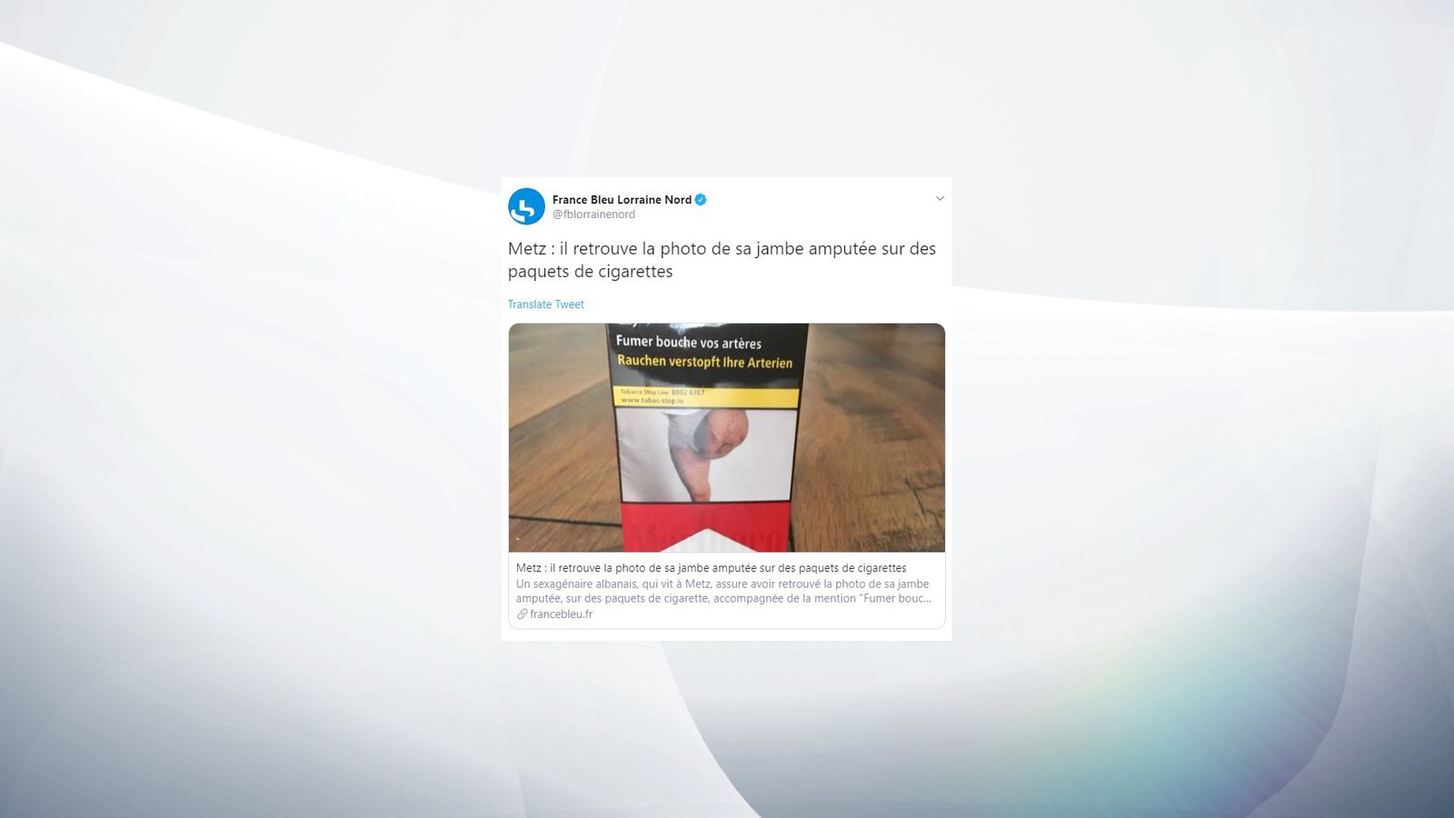 Man who lost leg in shooting spots limb being used on cigarette packets ...