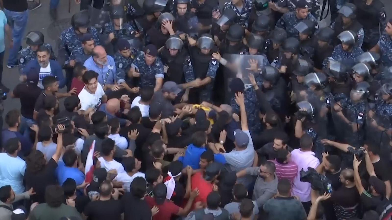 Scuffles break out during Lebanon protests | World News | Sky News