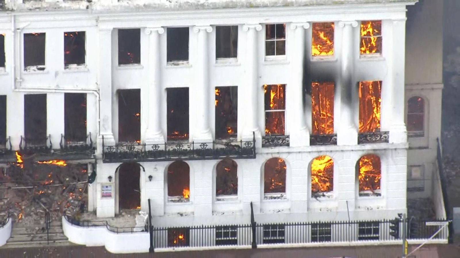 Eastbourne hotel fire: Part of historic building collapses after huge ...
