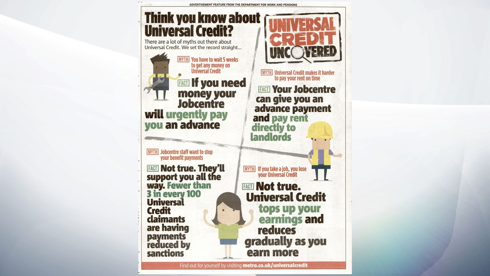 Government adverts banned for 'misleading' claims about universal ...