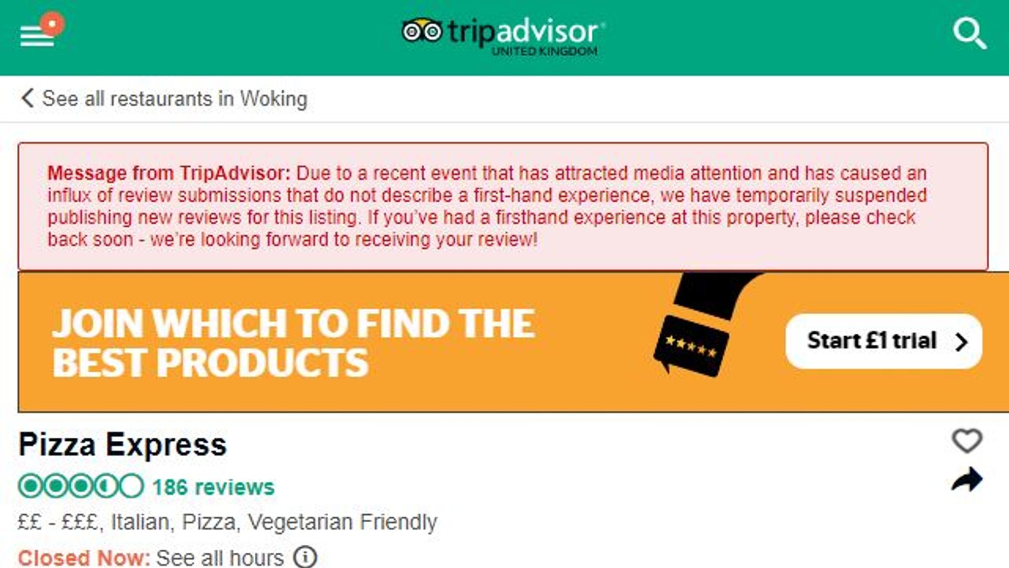 Prince Andrew: TripAdvisor suspends reviews of Pizza Express duke says ...