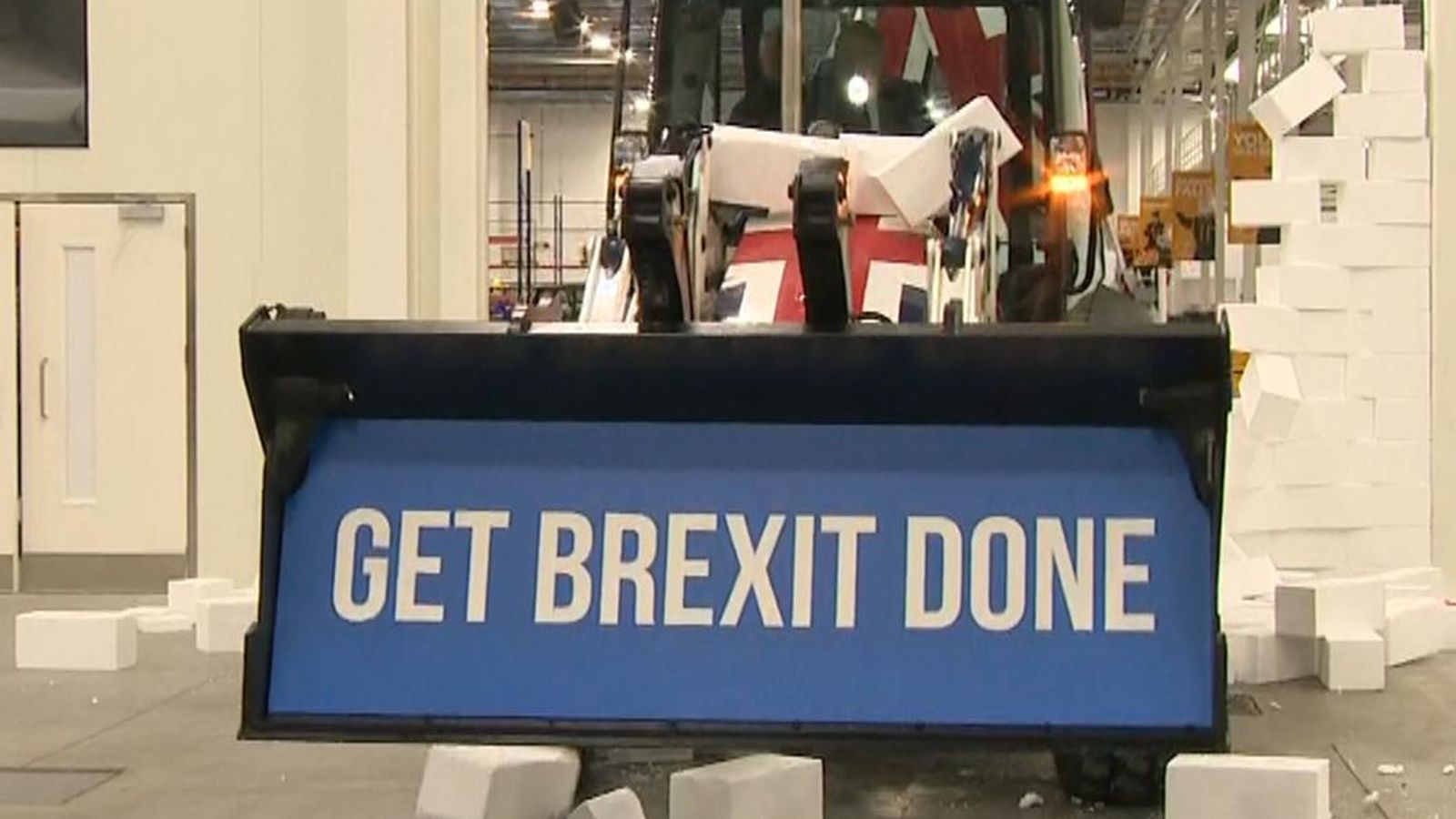 Boris Johnson bulldozes wall with Brexit message | Politics News | Sky News