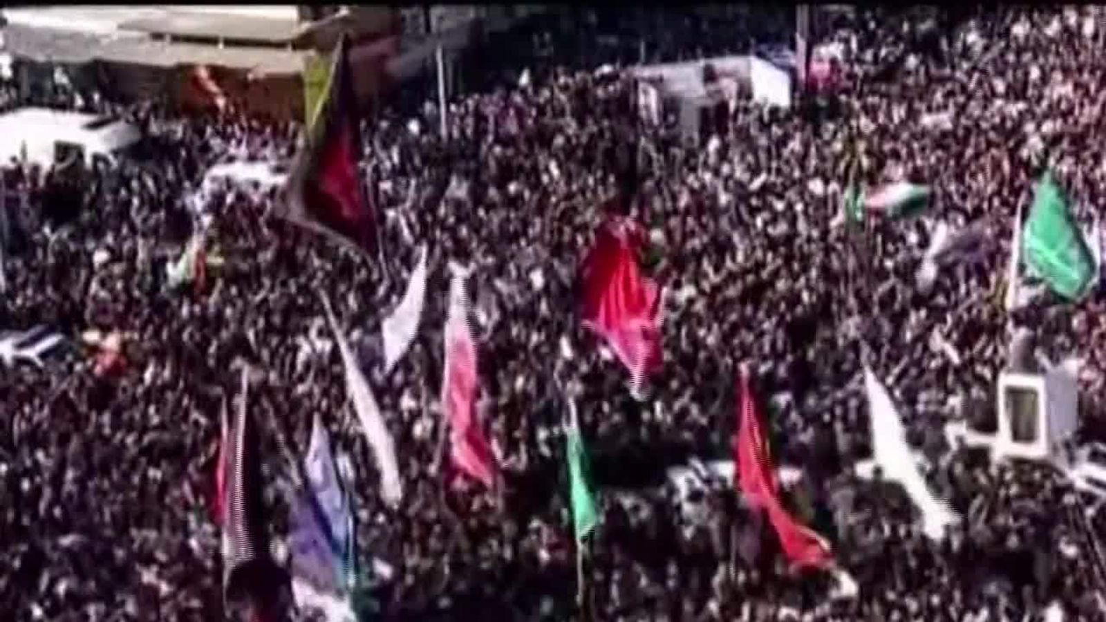 Anger & prayers as general's body returns to Iran | World News | Sky News