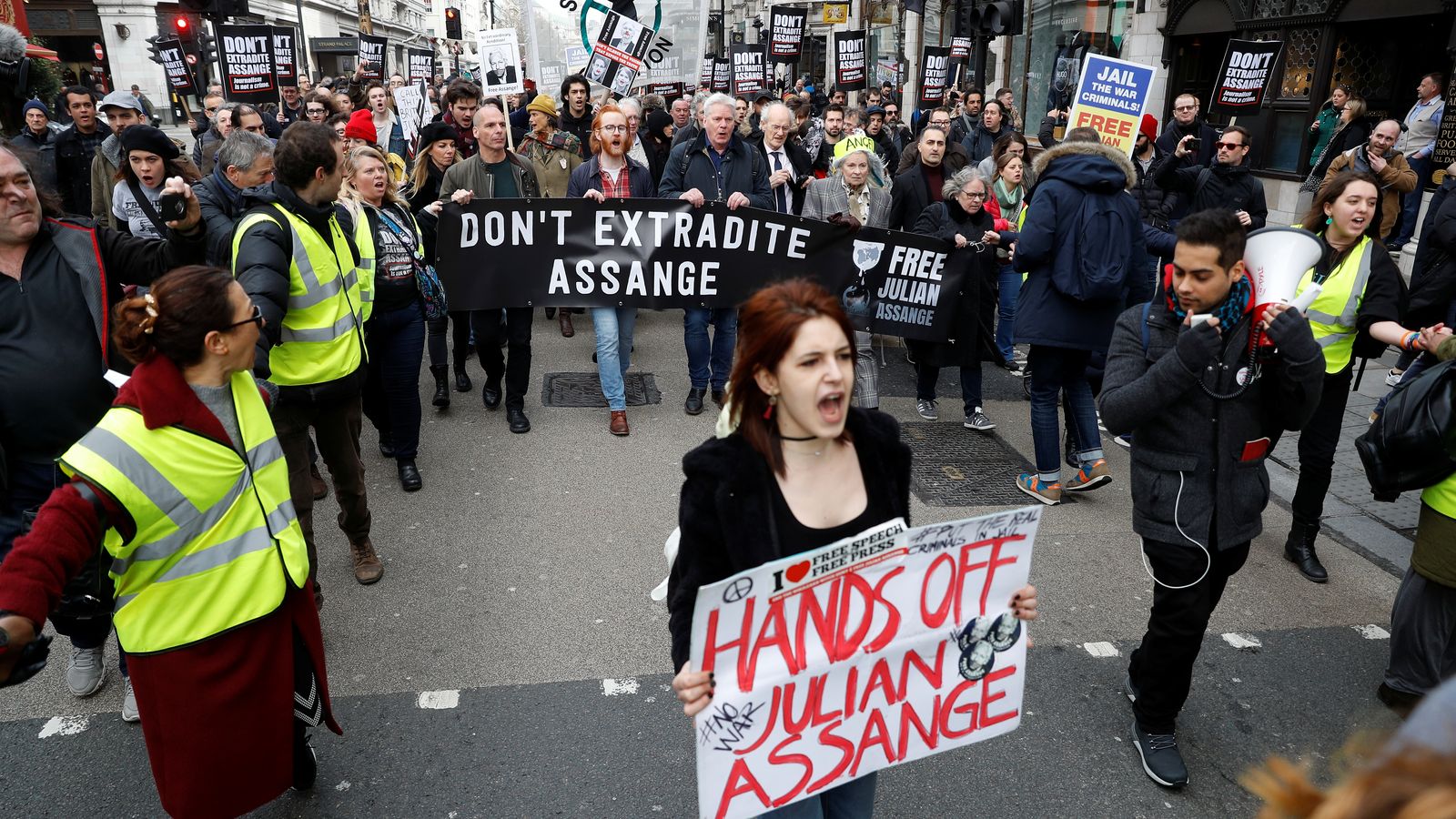 Assange Supporters Protest Against Extradition Uk News Sky News