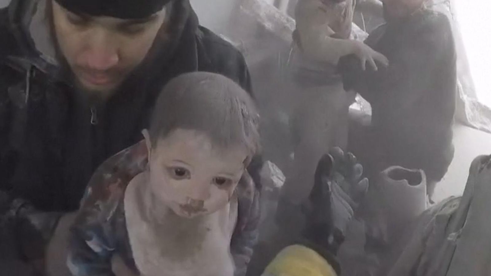 Syria: Children saved from airstrike as Assad forces make final push in ...
