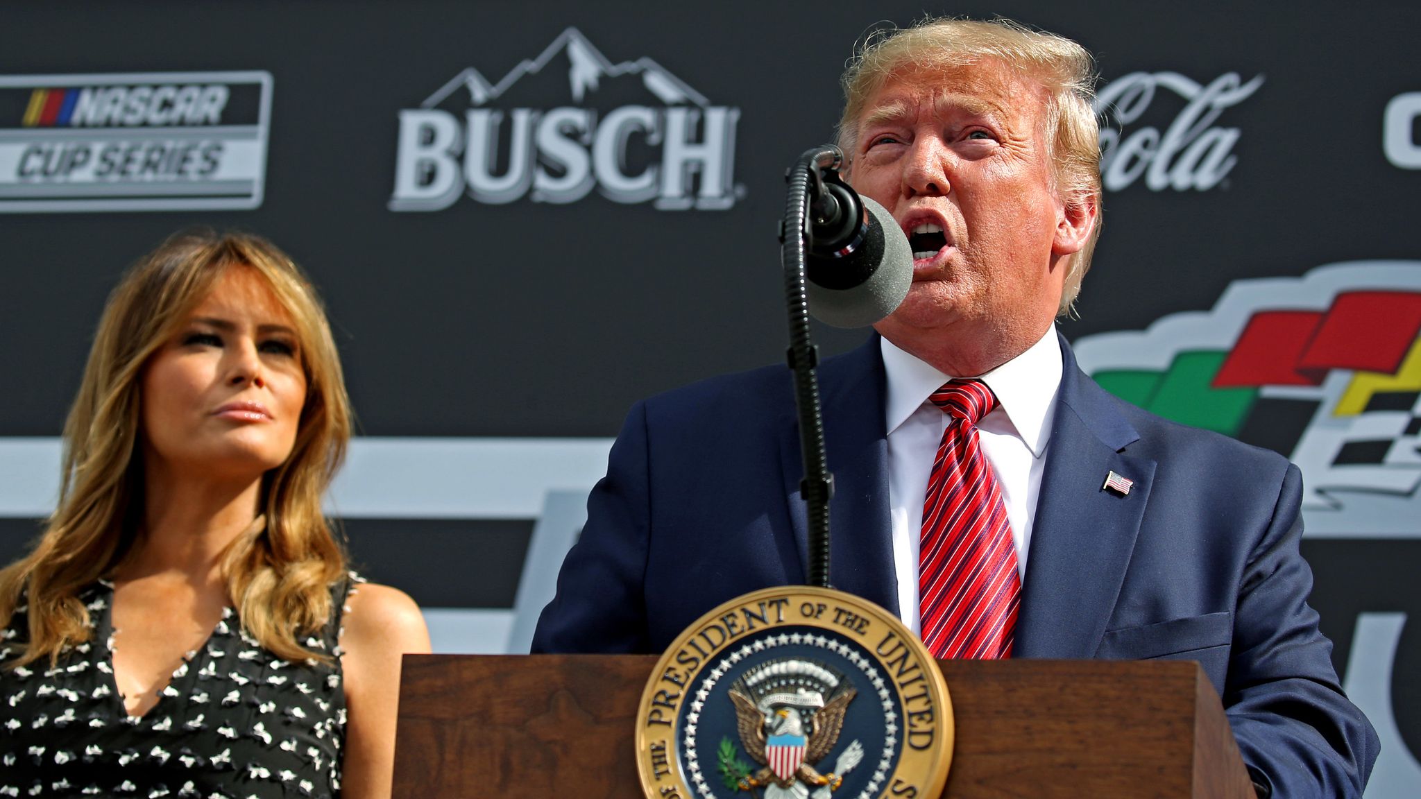 Donald Trump takes ceremonial lap around race track at Daytona 500 | US ...