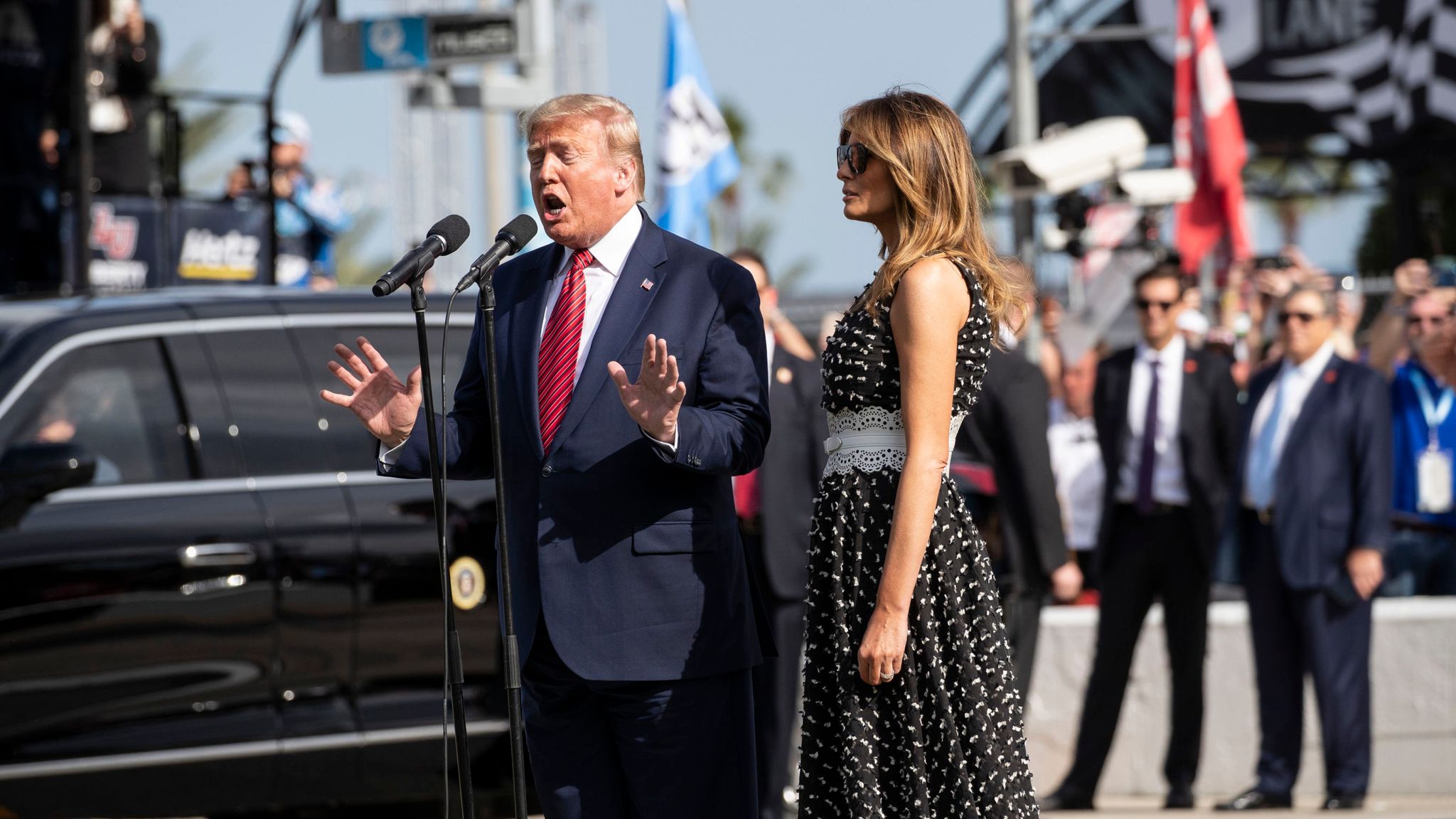 Donald Trump takes ceremonial lap around race track at Daytona 500 | US ...