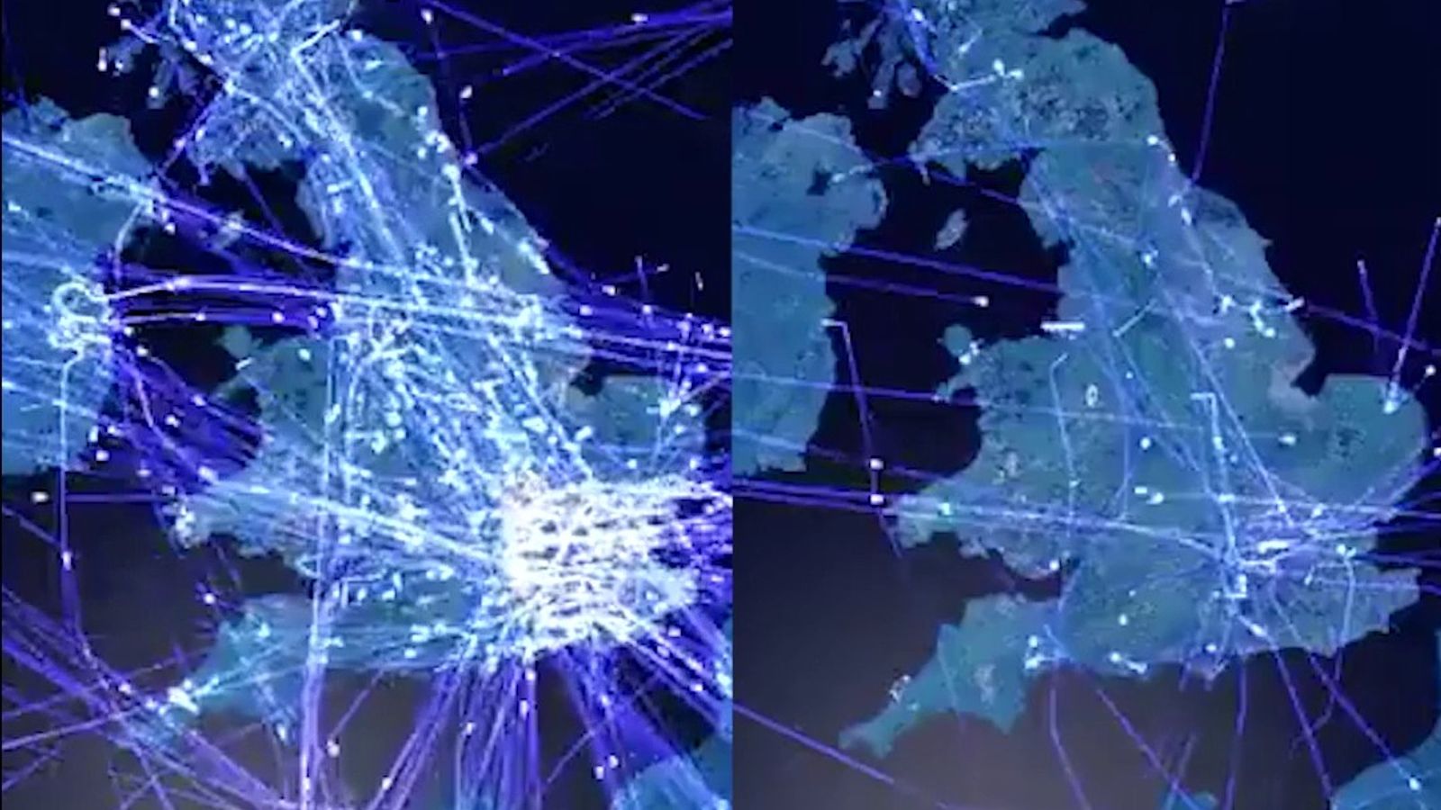 Coronavirus: UK air traffic now vs one year ago | UK News | Sky News