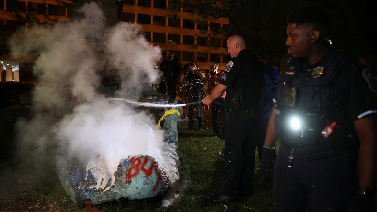 Trump angry at police leniency as statue of Albert Pike, who had ...