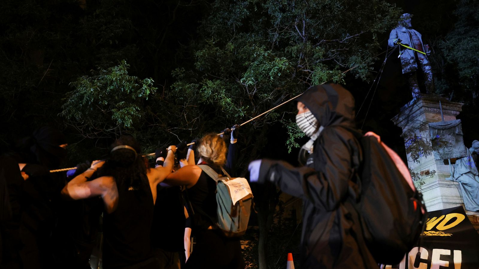 Black Lives Matter: Confederate statue toppled and burned in DC | US ...