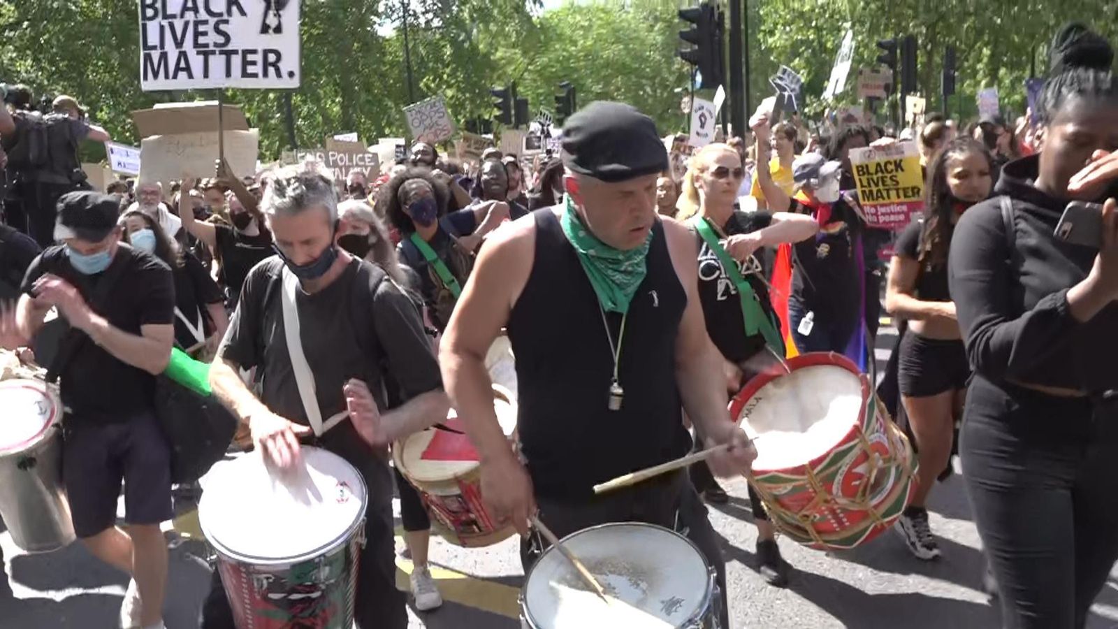 Black Lives Matter protesters march in central London | UK News | Sky News