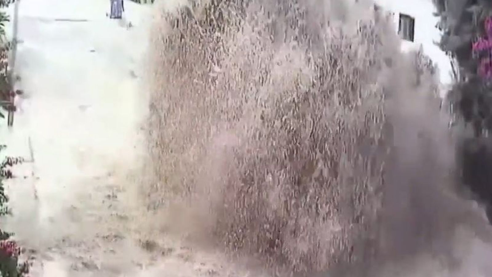Water pipe erupts through road in Turkey | World News | Sky News