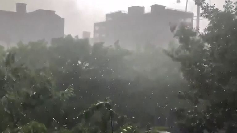 Brooklyn hit by extreme summer hailstorm | US News | Sky News