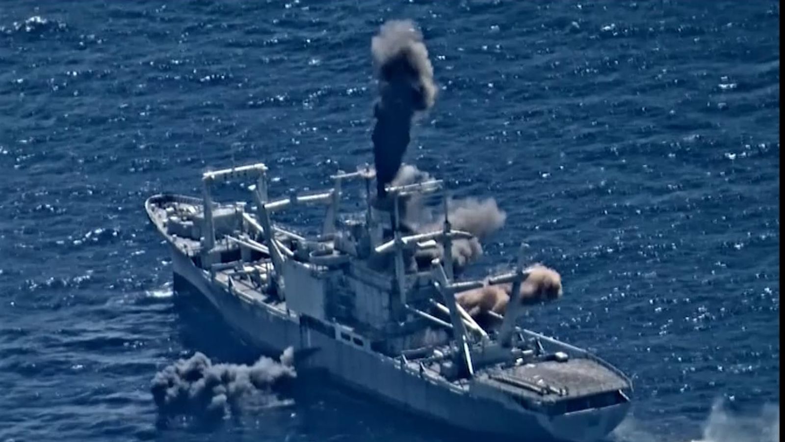 Missiles destroy old ship in naval training op | World News | Sky News