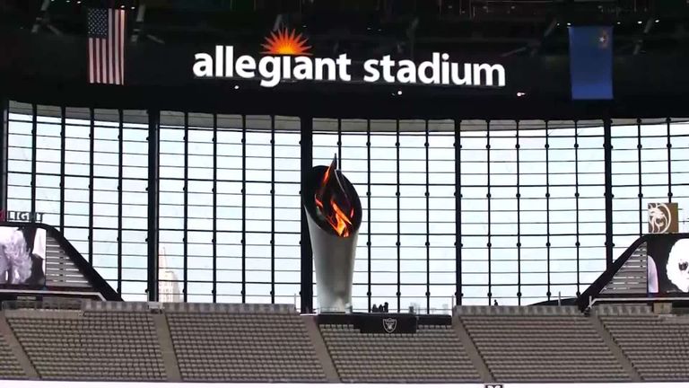 Torch lit for first time at Allegiant Stadium | Video | Watch TV Show ...