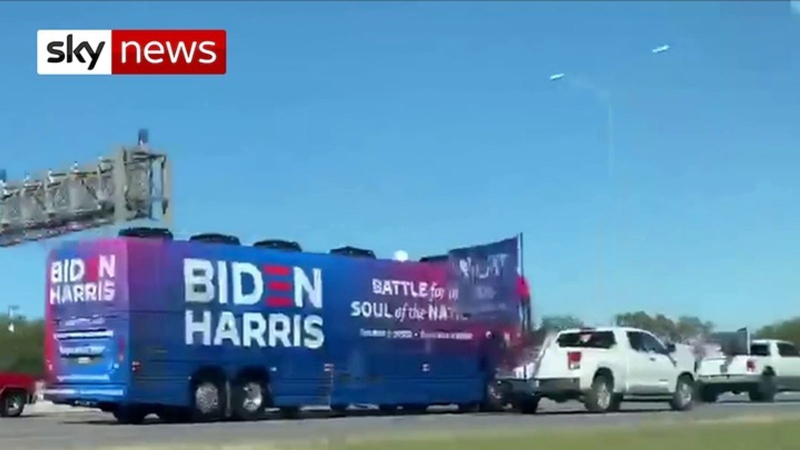 US election 2020: Donald Trump supporters surround Joe Biden's campaign ...
