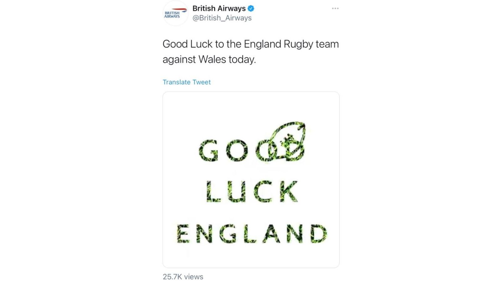 British Airways 'sorry' for posting support for England rugby team ...