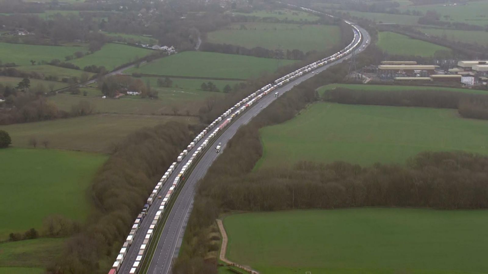 Hundreds of lorries stuck on M20 in Kent | UK News | Sky News