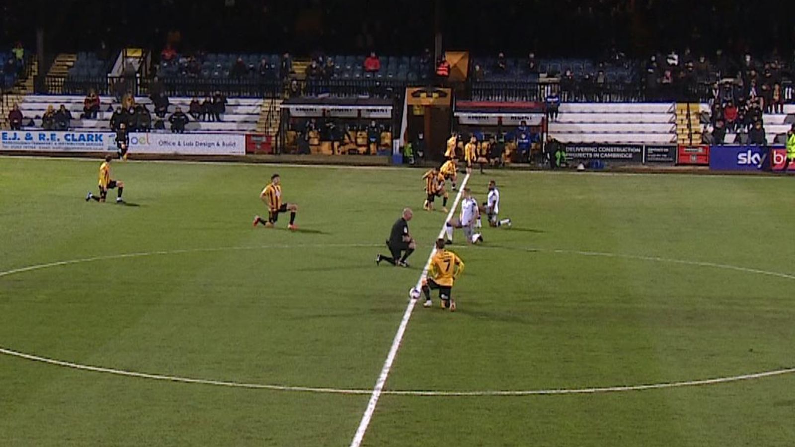 Boos as players take knee before League Two match between Cambridge ...