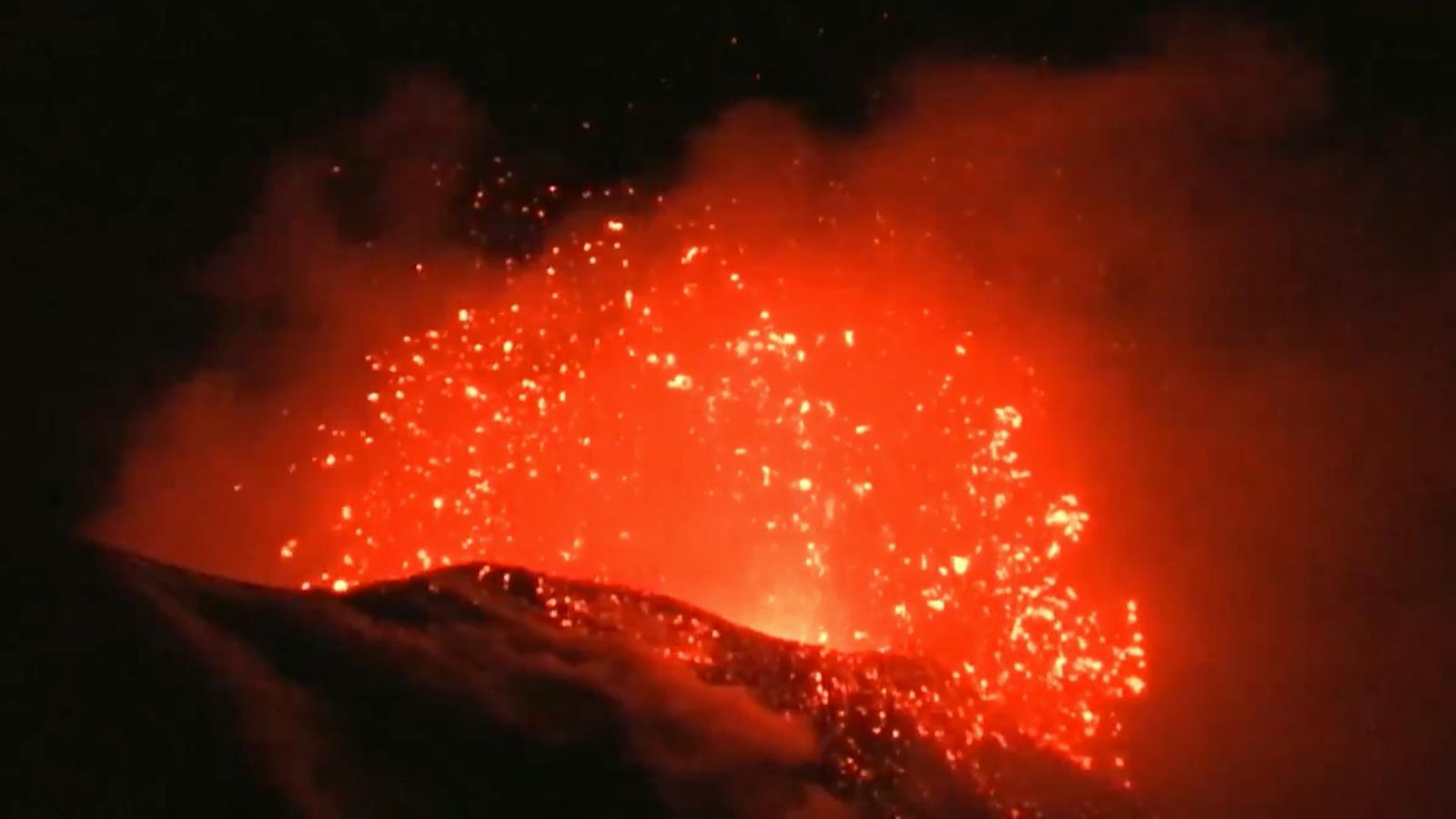 Mount Etna erupts spewing lava into night sky | World News | Sky News