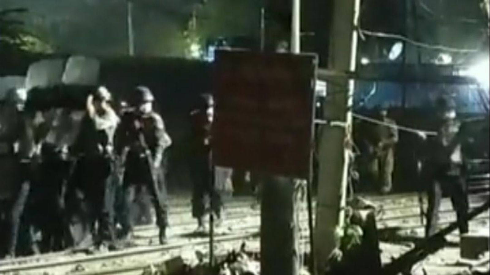 Myanmar: Shots heard as riot police roam streets | World News | Sky News