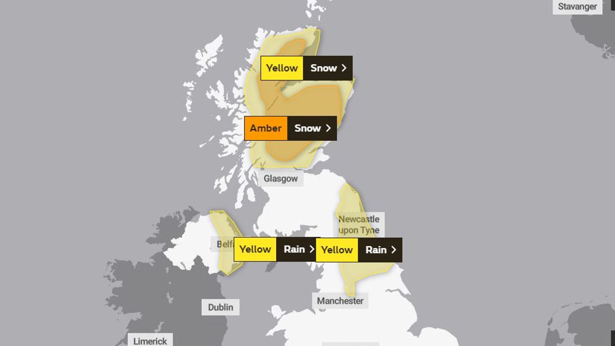 UK weather: Met Office issues warnings for rain and snow lasting until ...