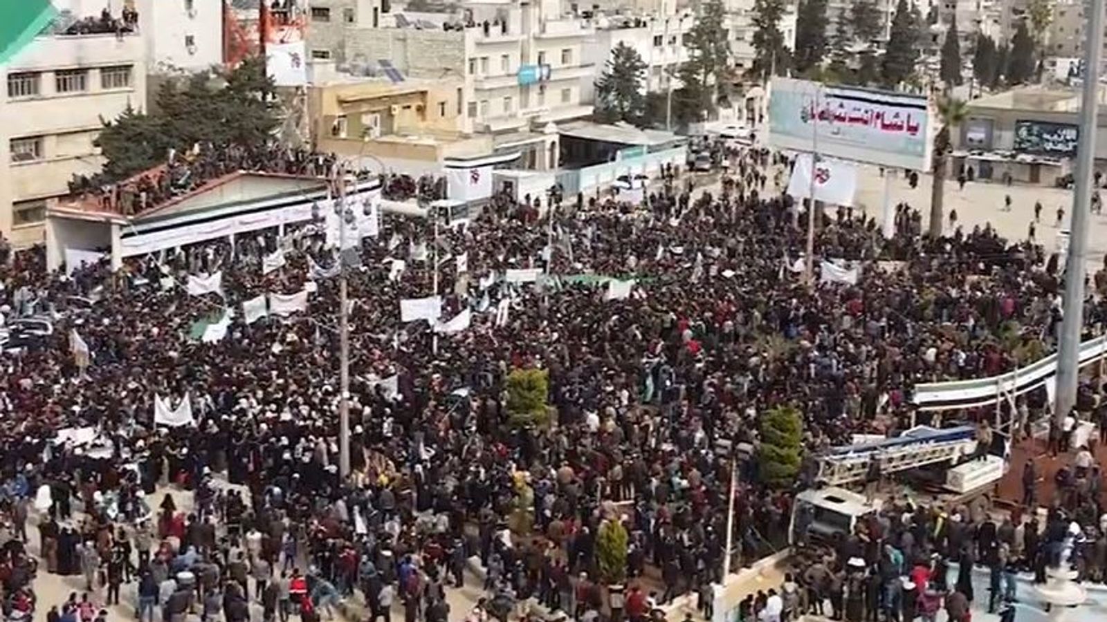 Hundreds gather in Idlib 10 years after Syria conflict began | World ...
