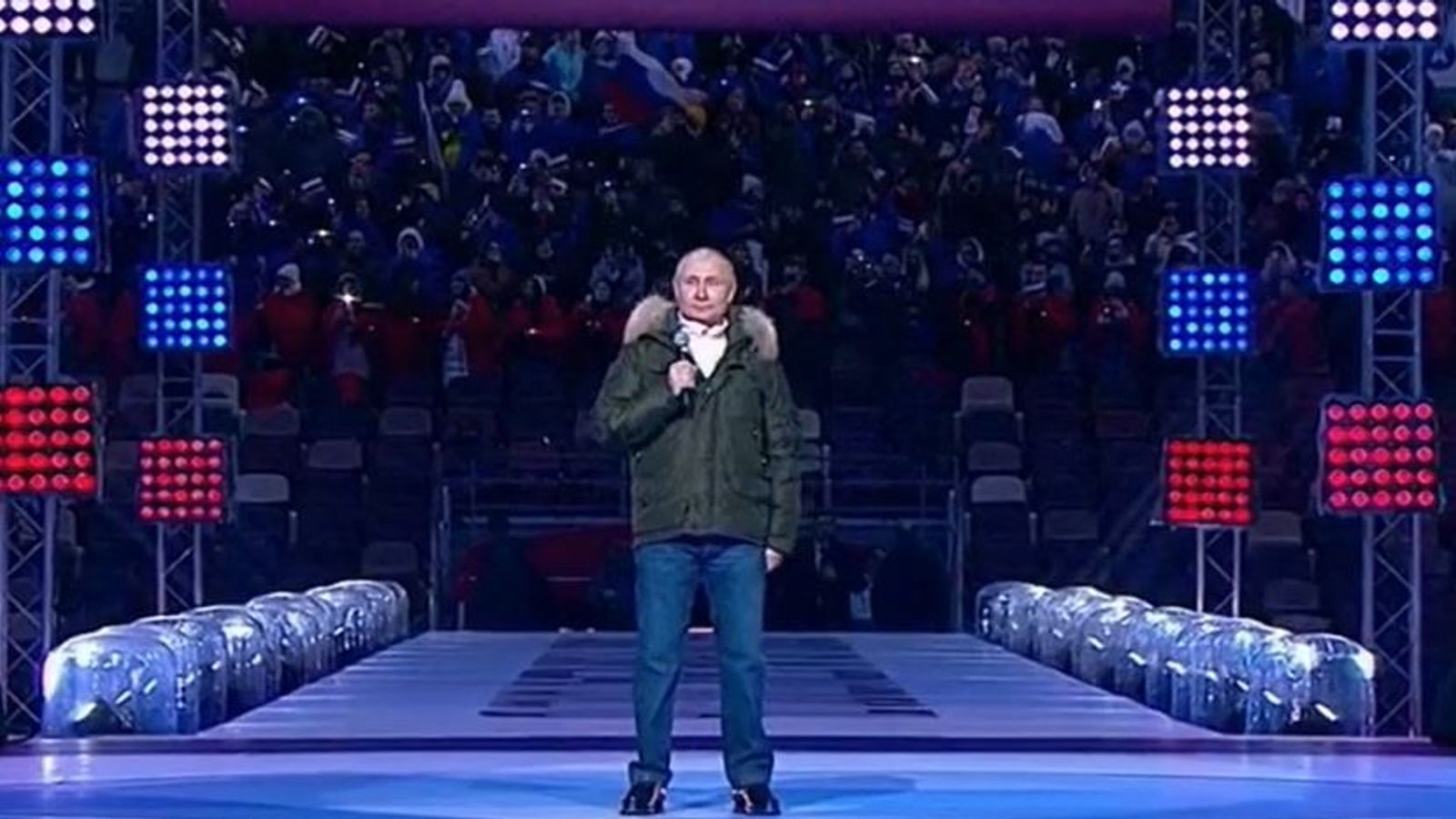 Vladimir Putin takes centre stage in Moscow stadium to promote holiday ...
