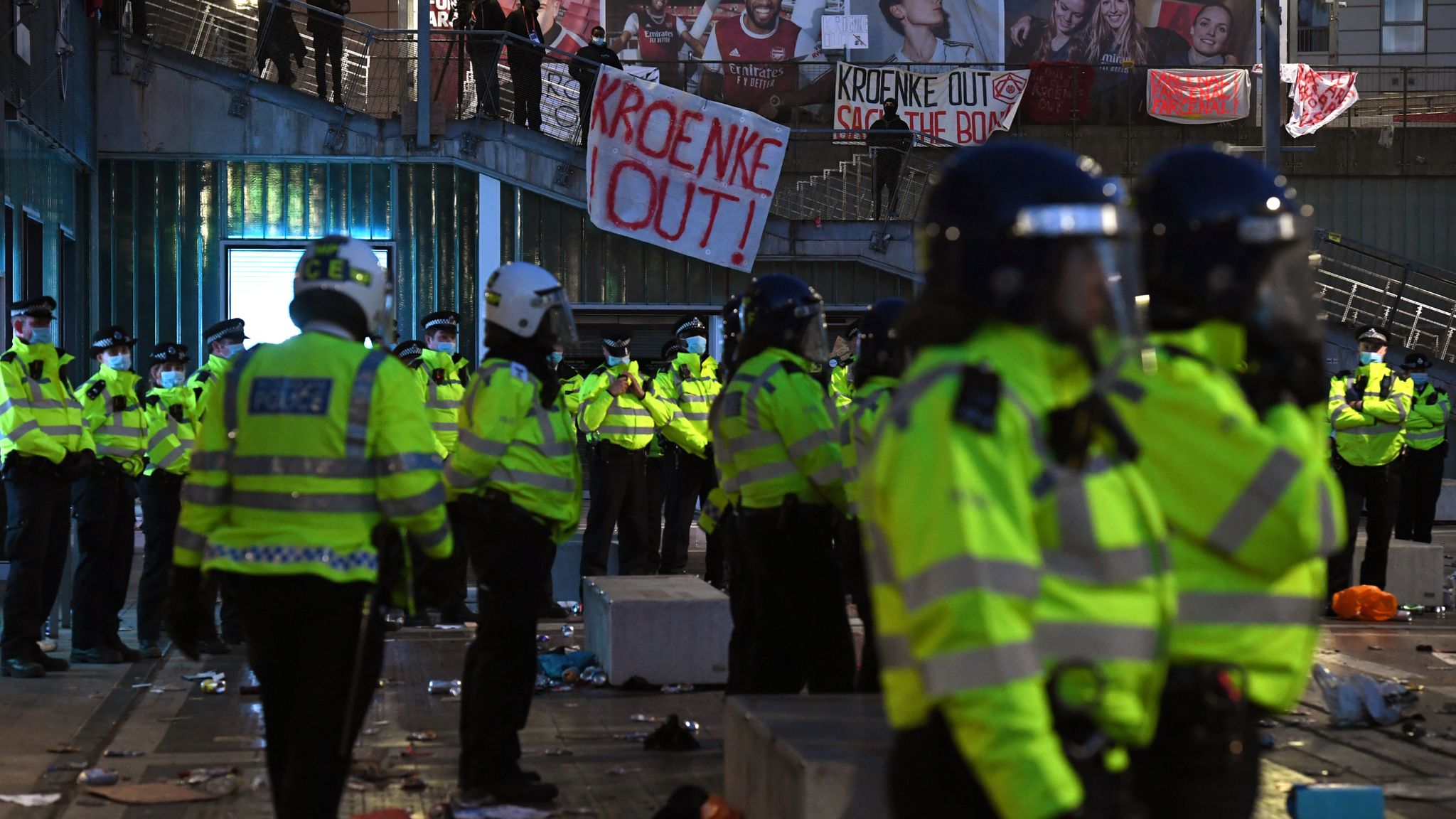 European Super League: Arsenal fans protest over fiasco - as Spotify ...