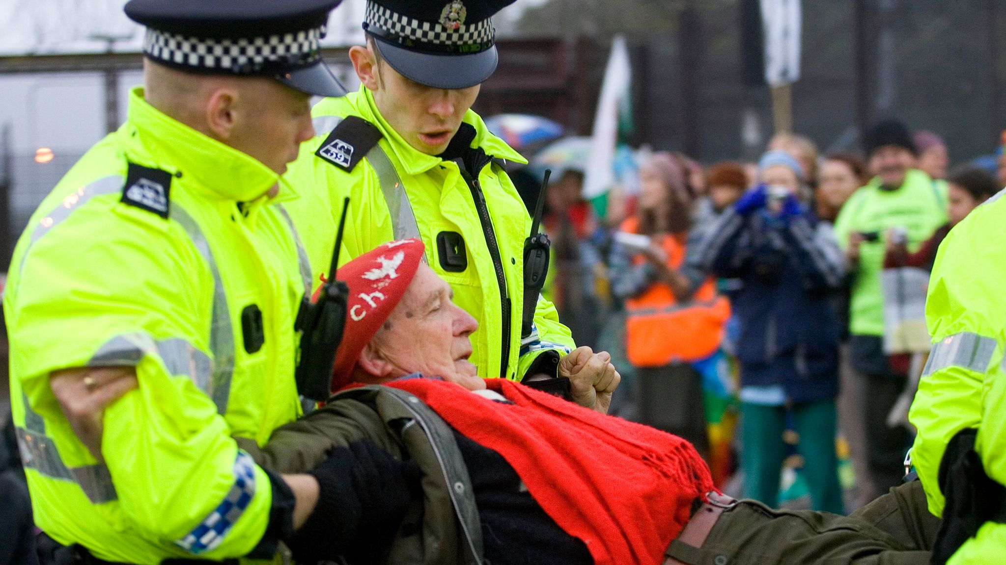 Faslane: Activists locked to giant flower pots blockade nuclear base ...